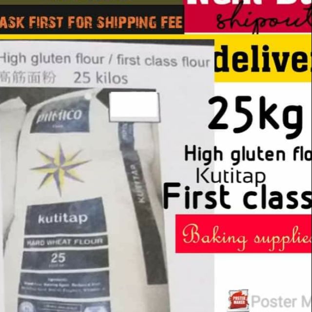 Kutitap high gluten flour 25kg metromanila | Shopee Philippines