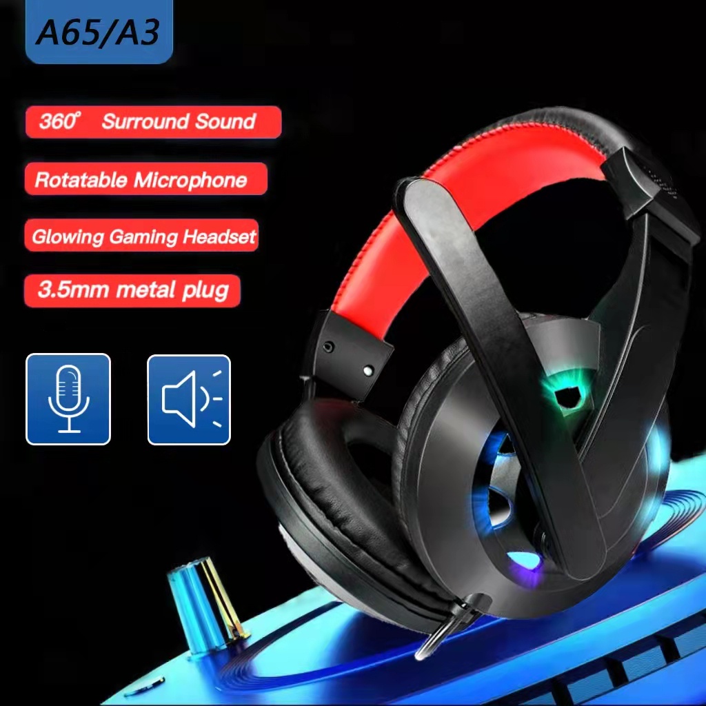 A3/A65 Gaming Headset Headphones Stereo With Microphone Over-The-Head RGB | Shopee Philippines