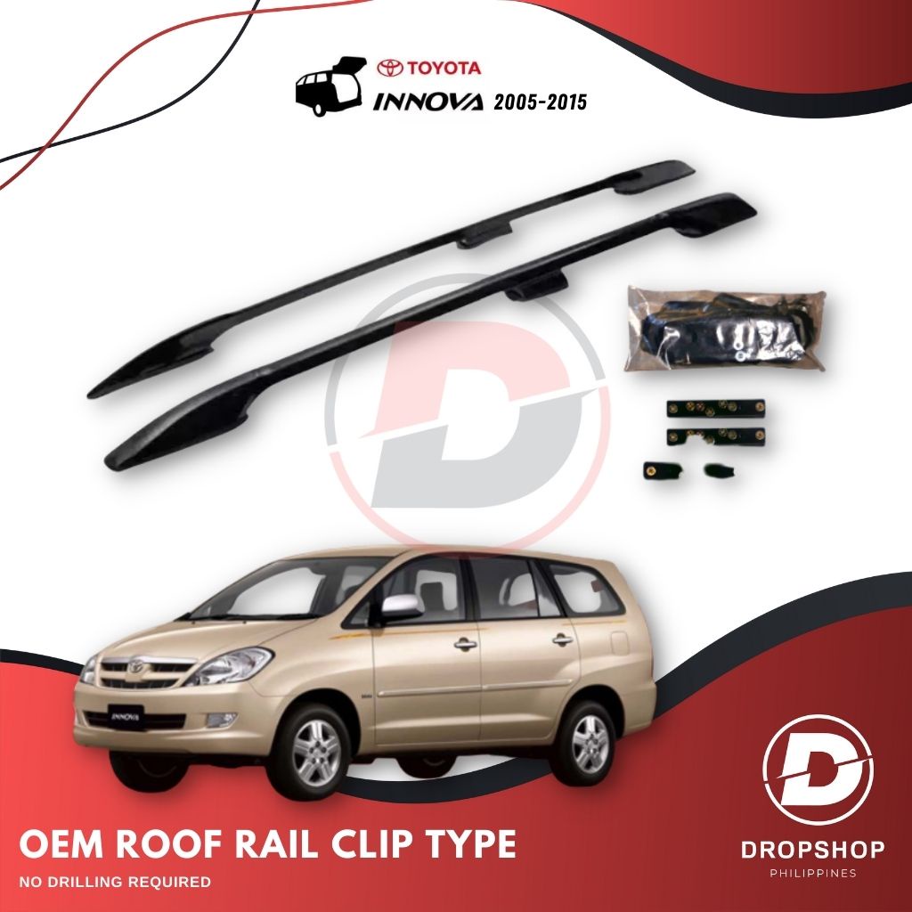 Roof Rail BLACK OEM Clip Type Innova 2005-2015 No Drilling Required ...