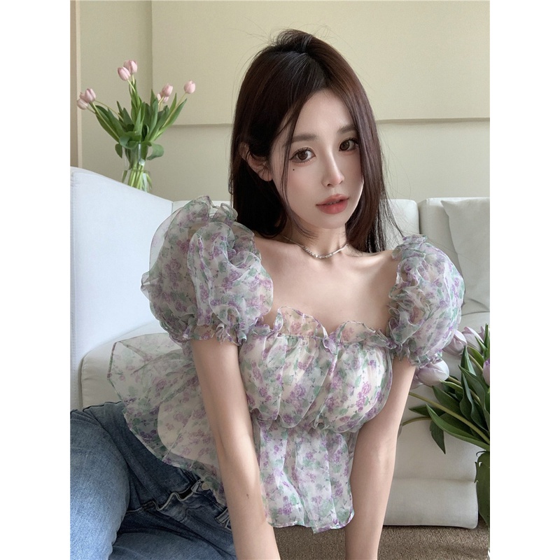 Womens Sexy Summer Fashion Slim Fit Floral Lace Patchwork Crop Top