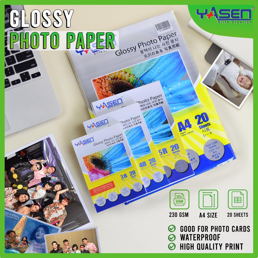 YASEN Glossy Photo Paper A4 5R 4R 3R Size 230GSM Inkjet Photo Paper for ...