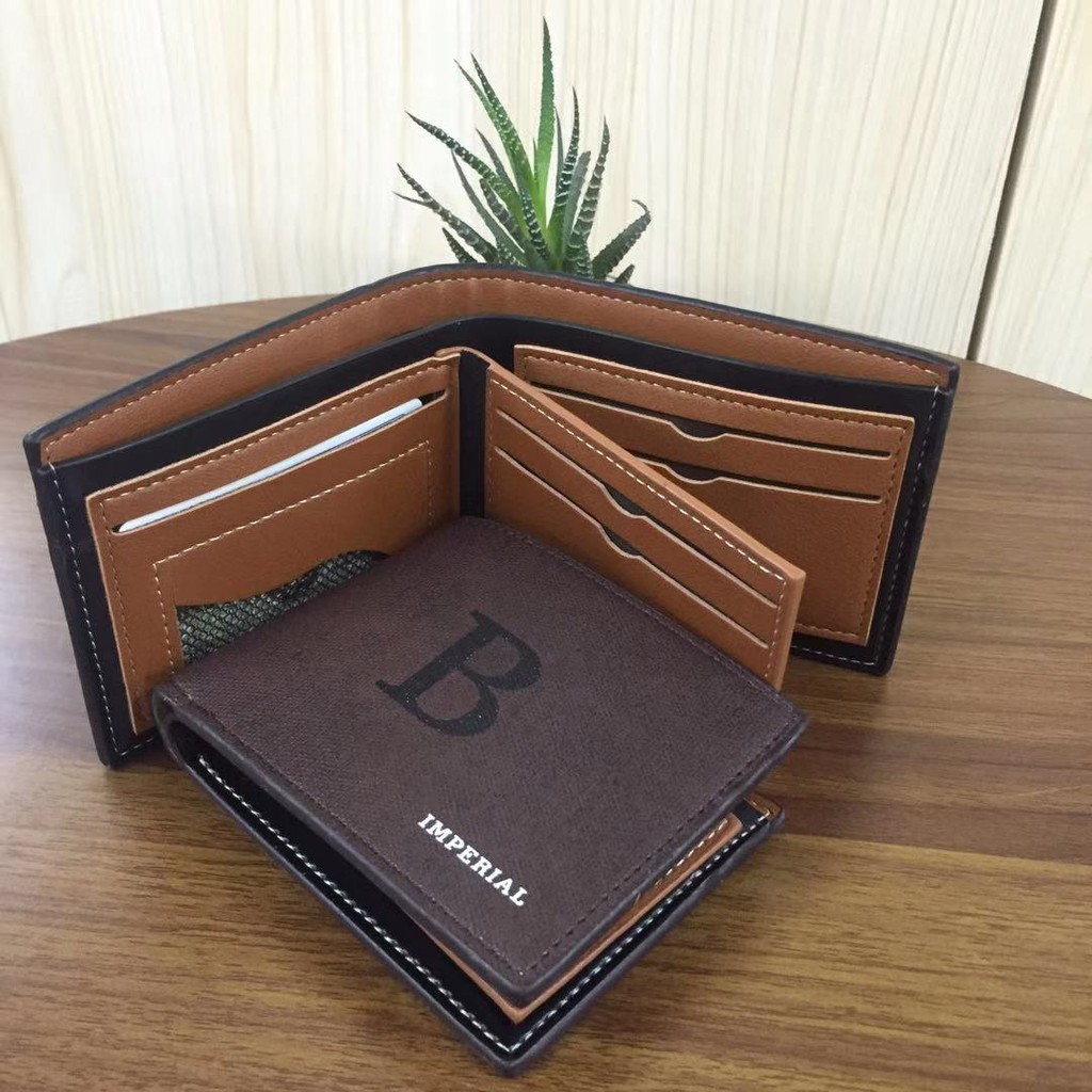 Korean Fashion Men's Short Wallet PU Leather Bifold Wallet Thin Cards ...