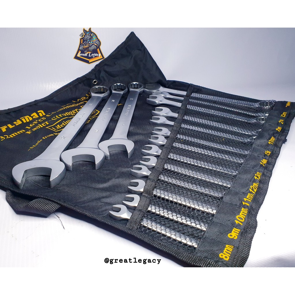 FLYMAN 16PCS COMBINATION WRENCH SET HEAVYDUTY WITH 8 9 10 11 12 13 14 ...