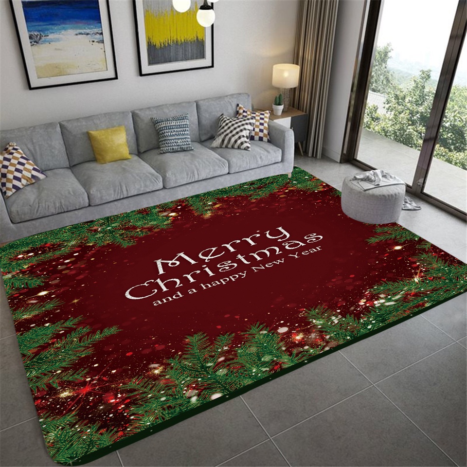 Christmas Tree Surround and Text Pattern Rugs, Non-slip Floor Mats for ...