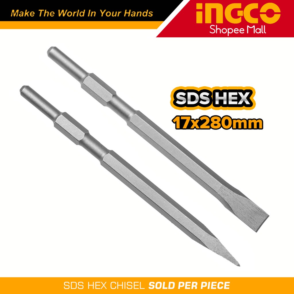 Ingco Sds Hex Chisel Concrete Breaker Demolition Chisel 17x280mm ...