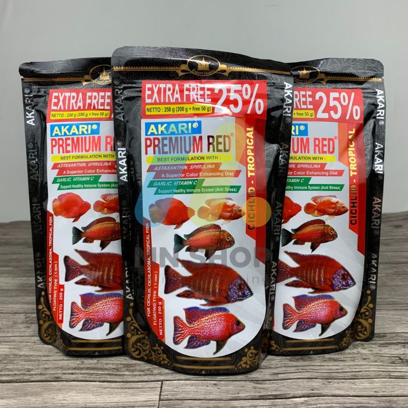 Akari premium red cichlid 250gram 1mm floating / floating cichlid ...