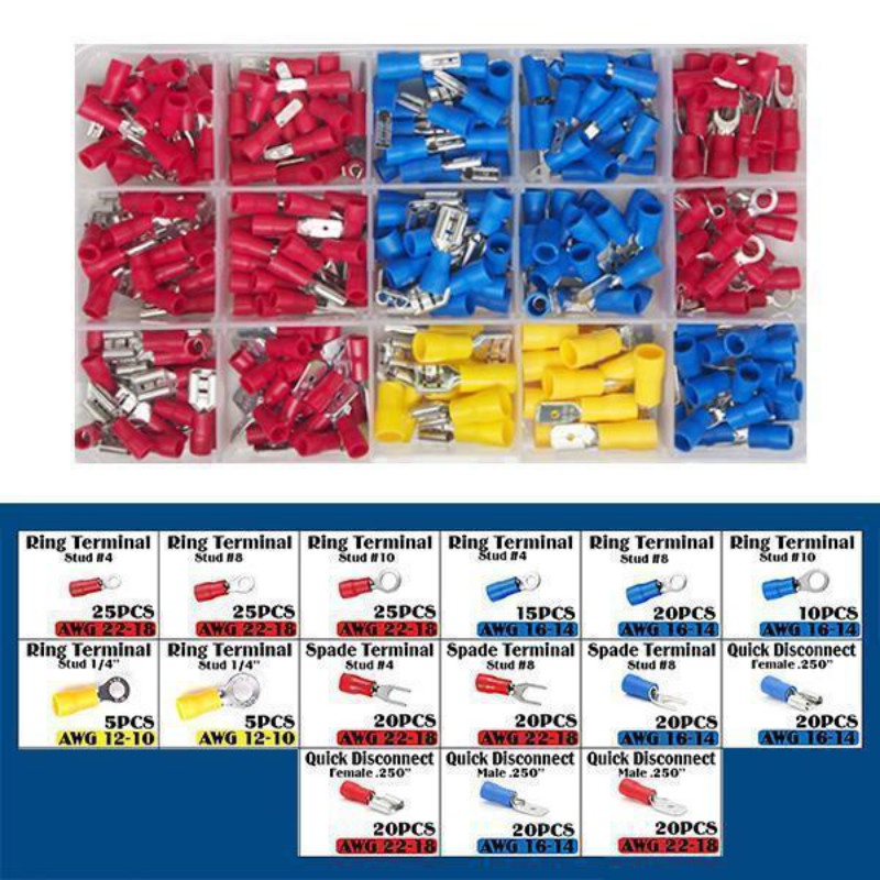 280PCS Electrical Assorted Insulated Wire Cable Terminal Crimp ...