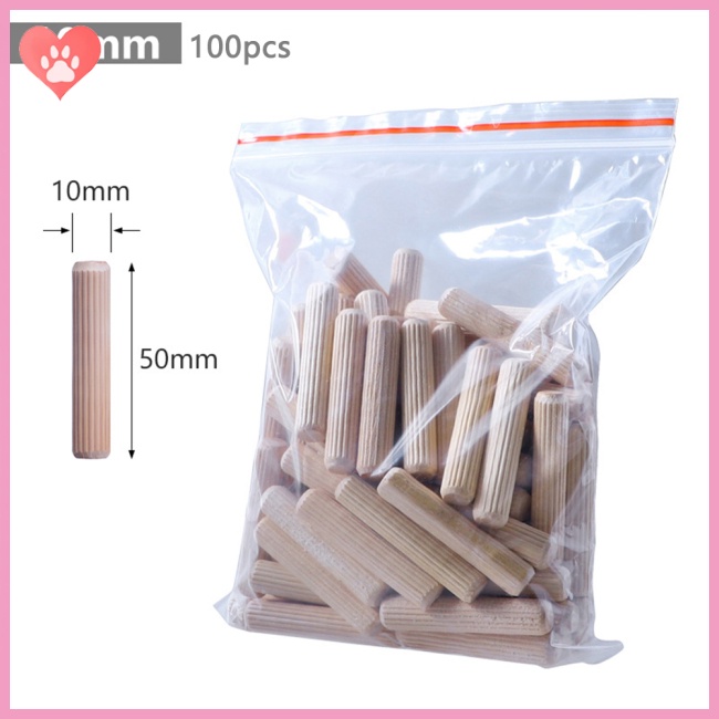 Amostlycute 100 Pcs Wooden Dowel Pins With Fluted Beveled Round Wood ...