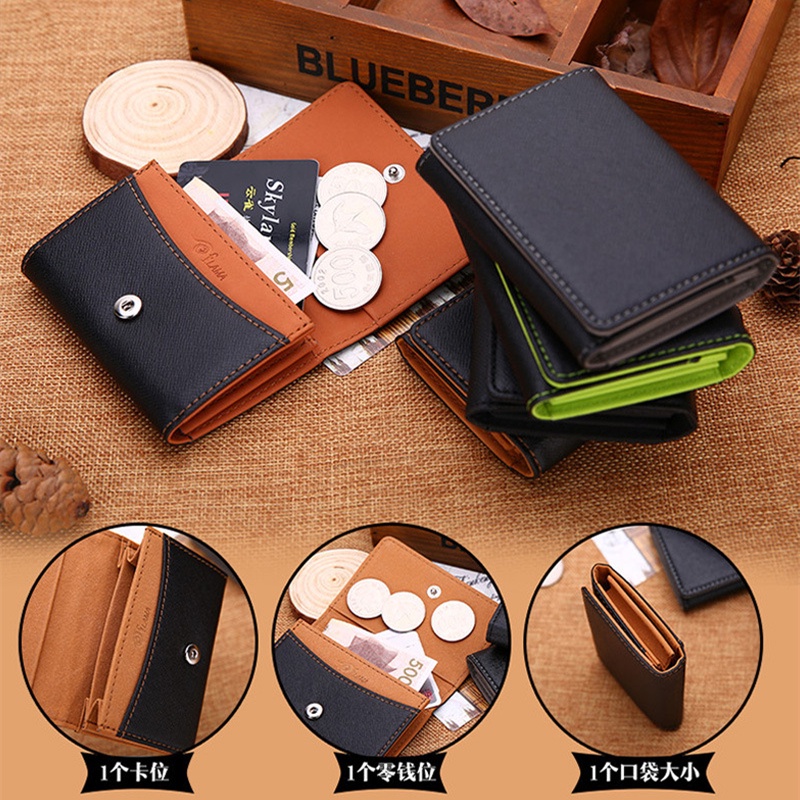 Korea Fashion Buckle PU Leather Card Holder Mini Wallet For Men Coin ...