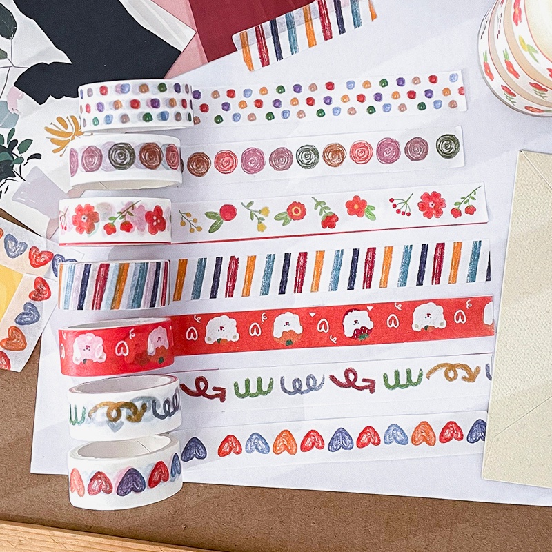3 Meters INS Color Lead Series Tape Stickers Student Cartoon Diary Deco ...