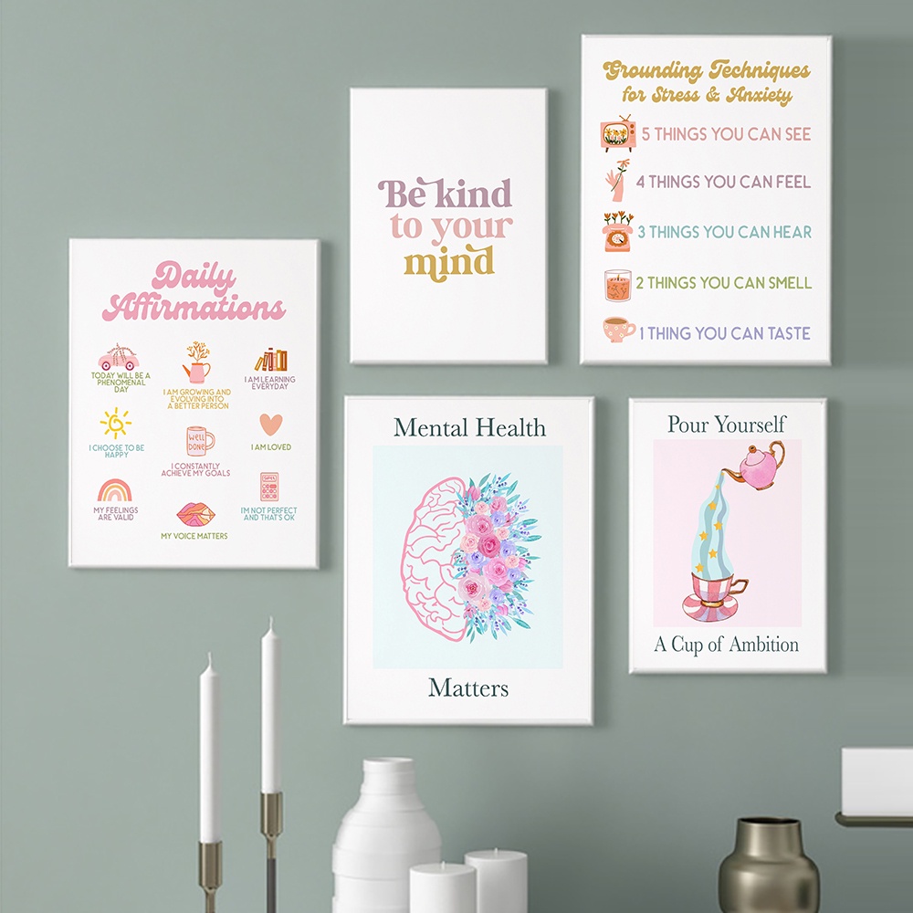 Mental Health Quote Prints and Posters Canvas Painting Therapist Office ...