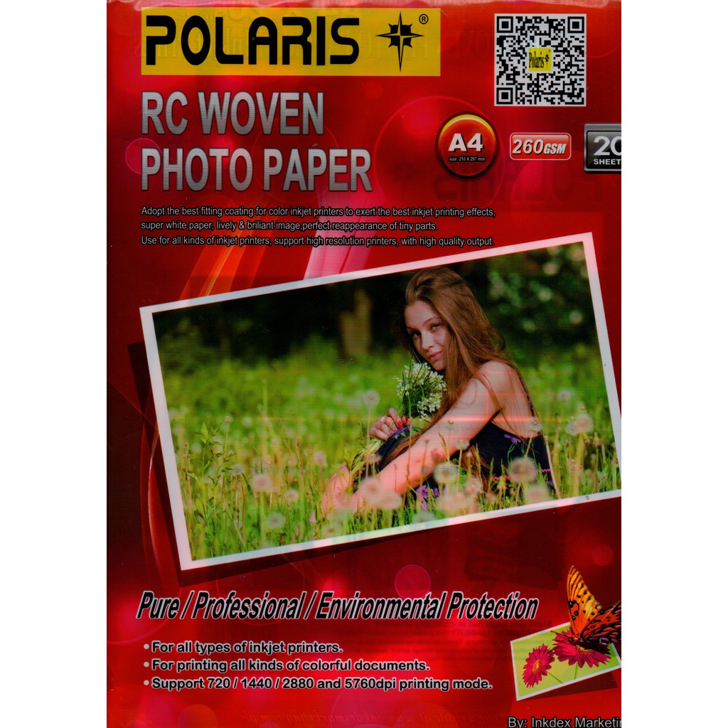 Polaris RC woven Photo Paper A4/5R/4R/3R 260gsm, 20sheets/pack | Shopee ...