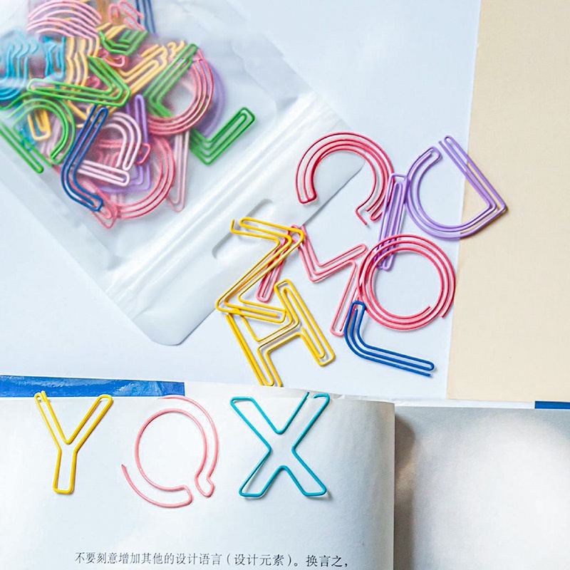 26 Pcs INS Rainbow Color Letter Paper Clip School&Office Colorful ...