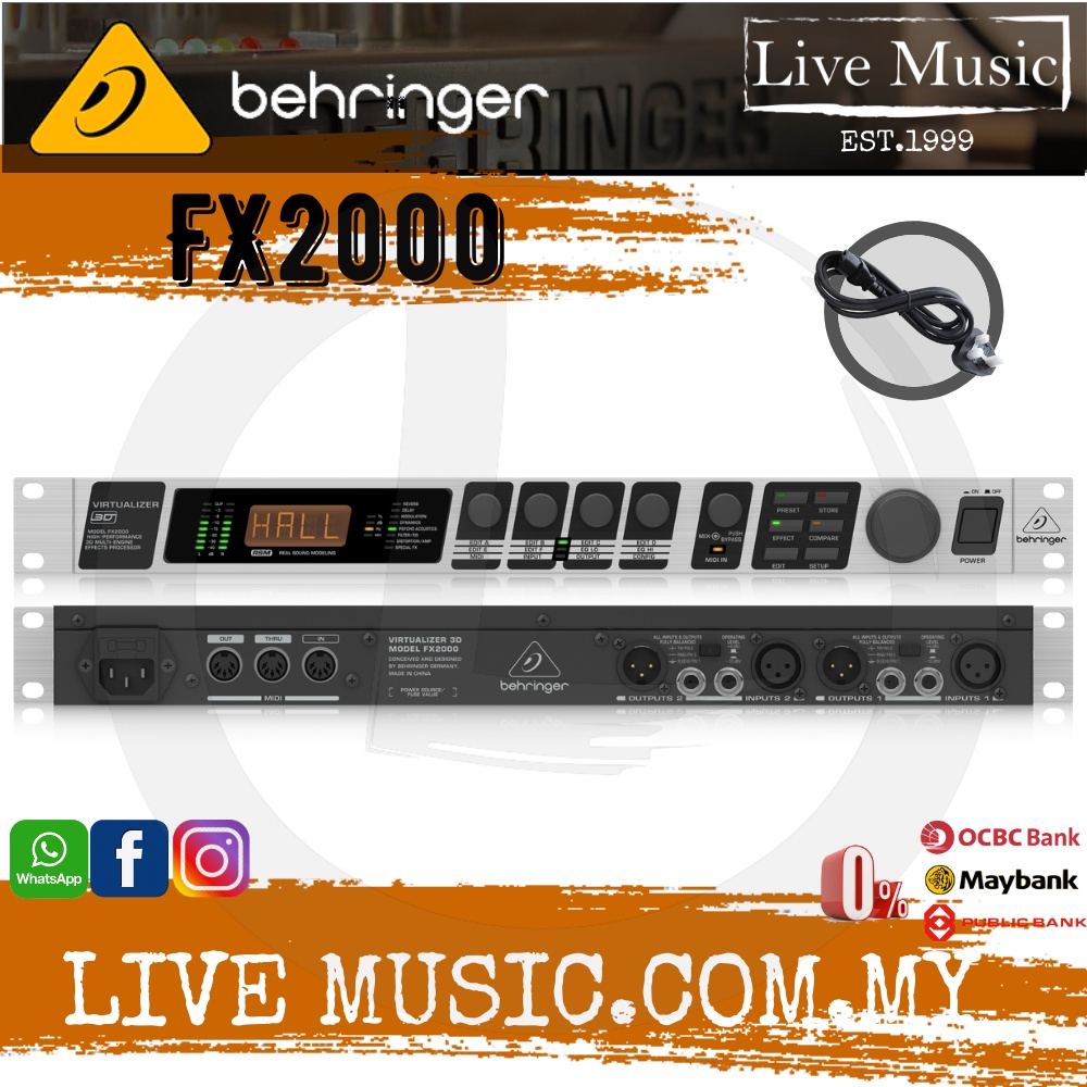 Behringer Virtualizer 3D FX2000 Rackmount Effects Processor ( FX-2000 ...