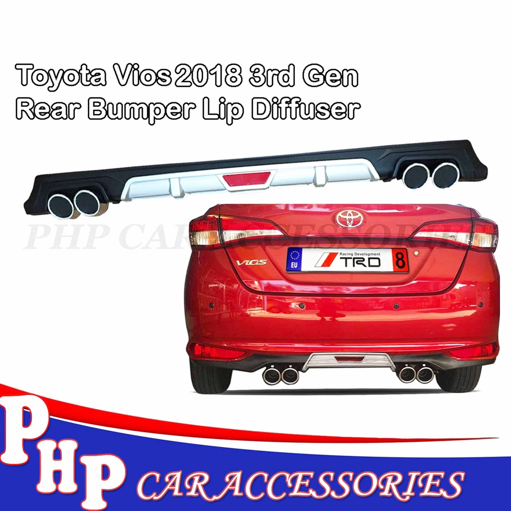 Toyota Vios 2018 3rd Gen Rear Bumper Lip Diffuser (Matte Black/Silver ...