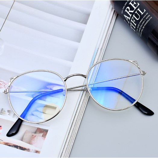 Metal Cat Ear Glasses Frame Anti Radiation Eyeglass for Woman Glasses ...