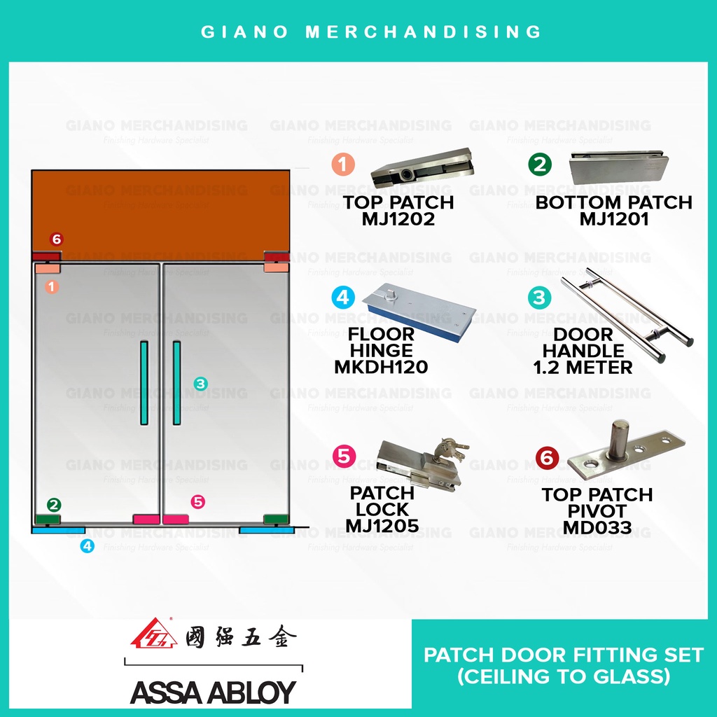 Patch Door Glass Fitting Sets (Top and Bottom) | Shopee Philippines