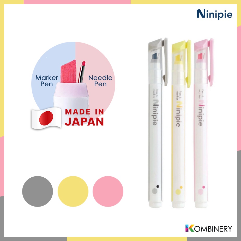 Set Of 2 Highlighter Pen SUNSTAR Ninipie Marker & Needle From (3 Colors ...