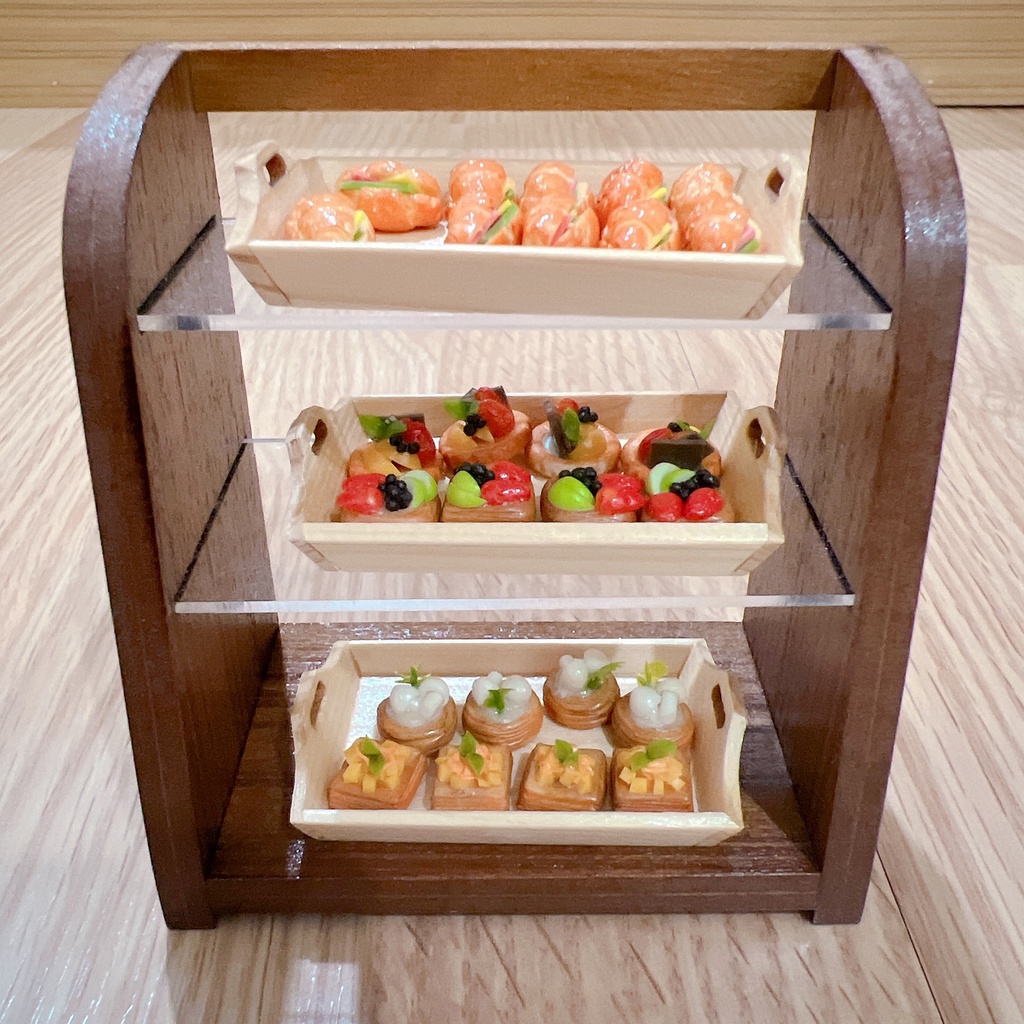 Mini Showcase Real Woodwork Miniature Bakery Empty Cabinet Shelves Not ...