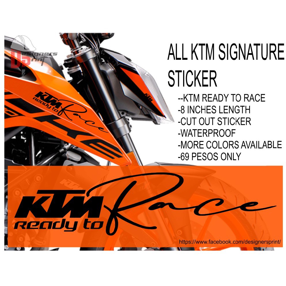 READY TO RACE Sticker for KTM Motorcycles - 8inches Length, Cut out and ...