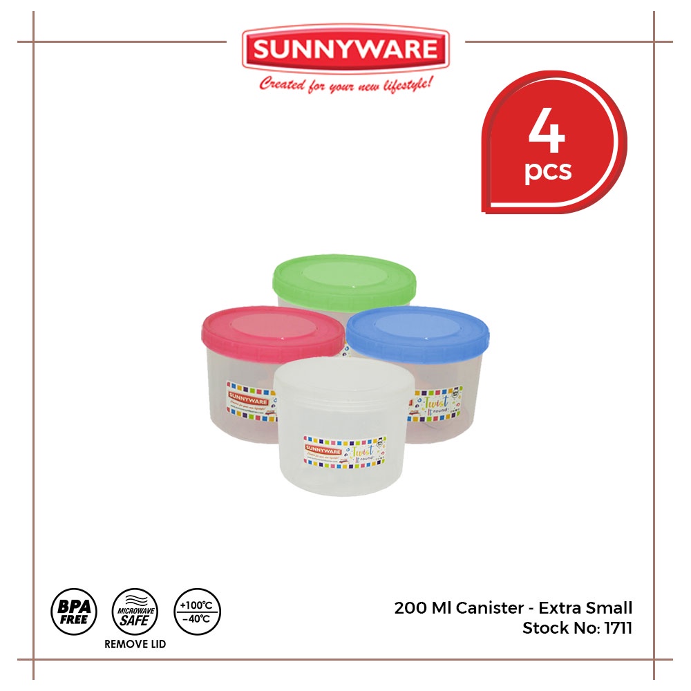 4pcs 200 ml Canister - Extra Small [Sunnyware 1711] | Plasticware ...
