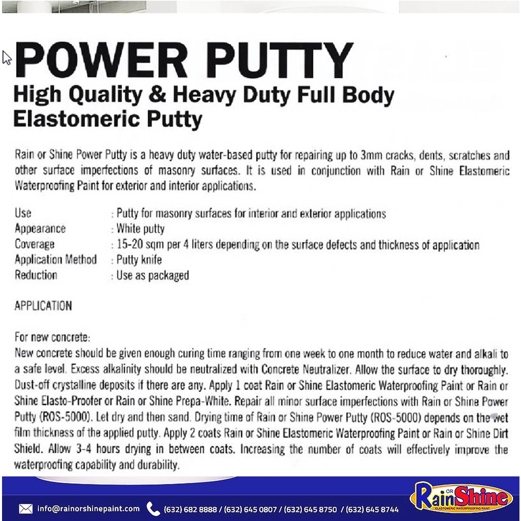 Rain or shine Power Putty Elastomeric Wall Putty ROS-5000 Heavy Duty ...