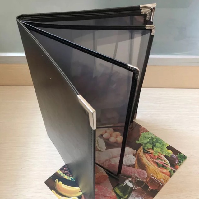 BLACK Leather Cover High-end Menu book Menu stand Menu holder Menu ...