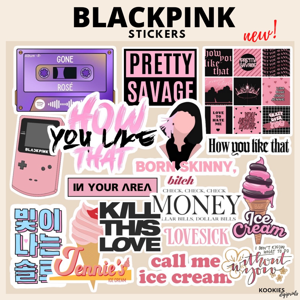 KPOP | BP | BLACKPINK| LYRICS (part 2) inspired waterproof stickers ...