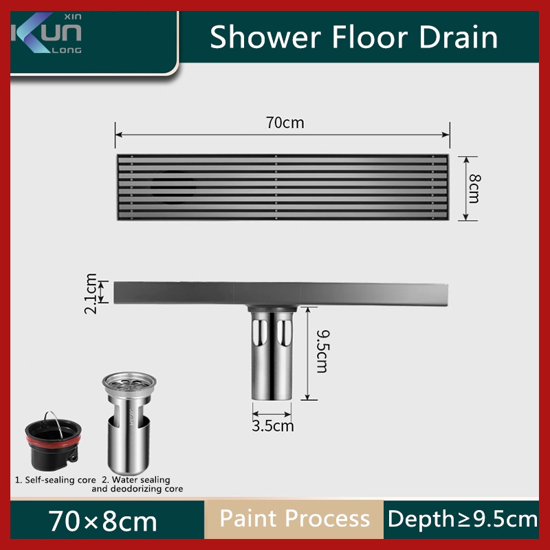 High quality gray large displacement rectangular bathroom drainage ...