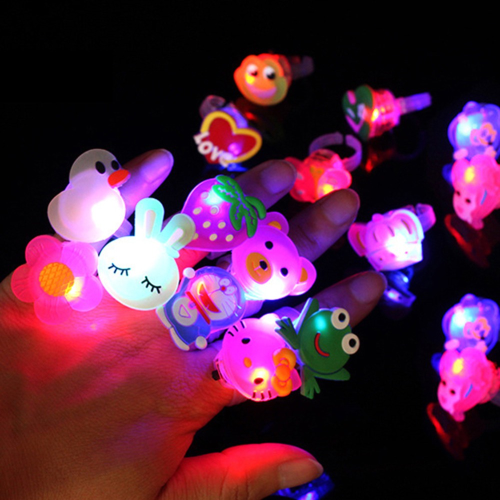 3pcs Cartoon Character Finger Glowing Ring Flashing Ring Soft Glowing ...