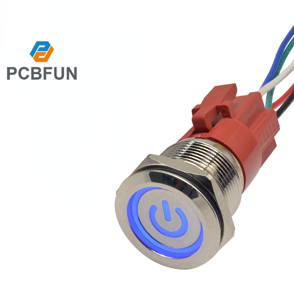 Pcbfun 19Mm Push Button Switch 250V 5A Self Locking Latching Circle ...