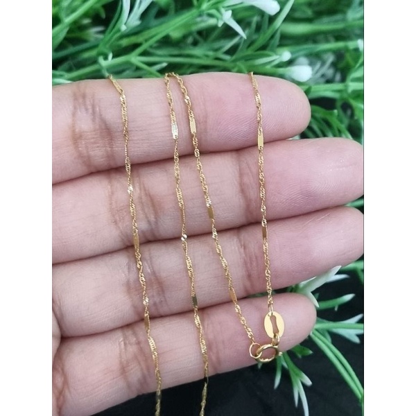 18k gold twisted bar chain 18inches | Shopee Philippines