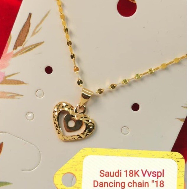 18K Saudi Gold Heart Necklace | Shopee Philippines