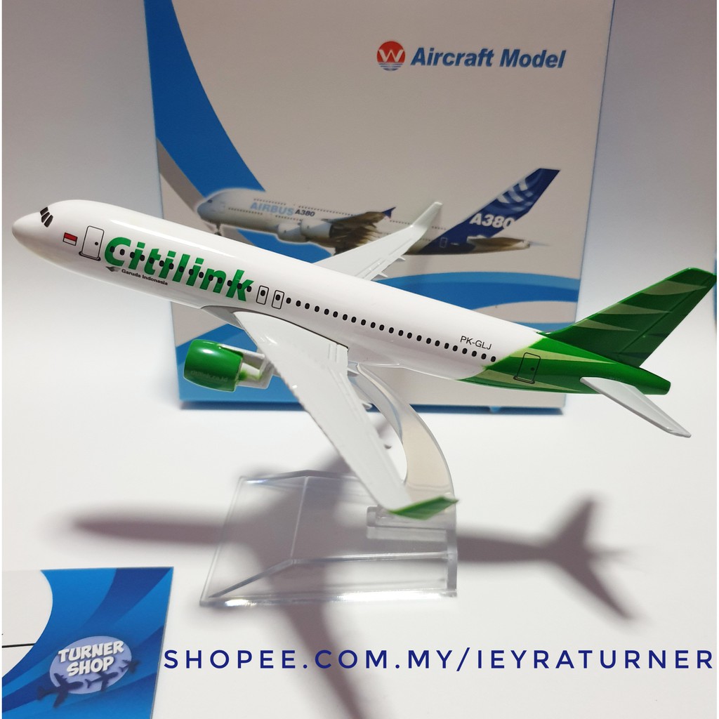LATEST Citilink Green Airbus A320 Aircraft Model 16cm Die-cast Metal ...