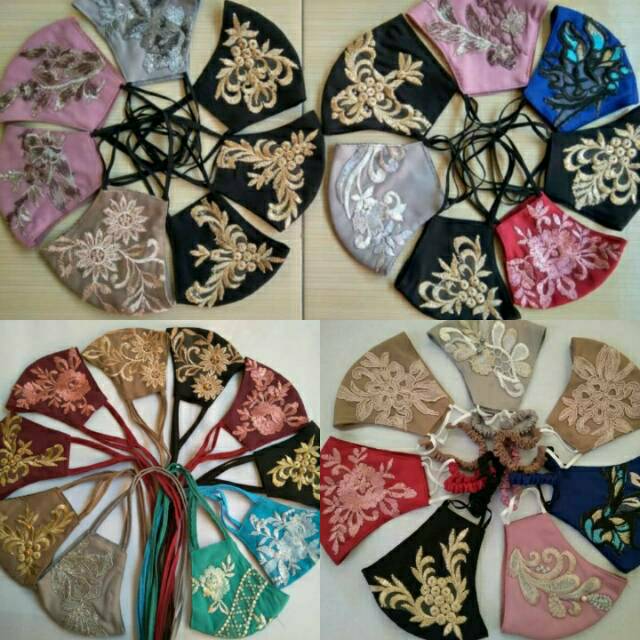 Embroidered Masks/Scuba Masks/Hijab Masks/Beautiful Masks | Shopee ...
