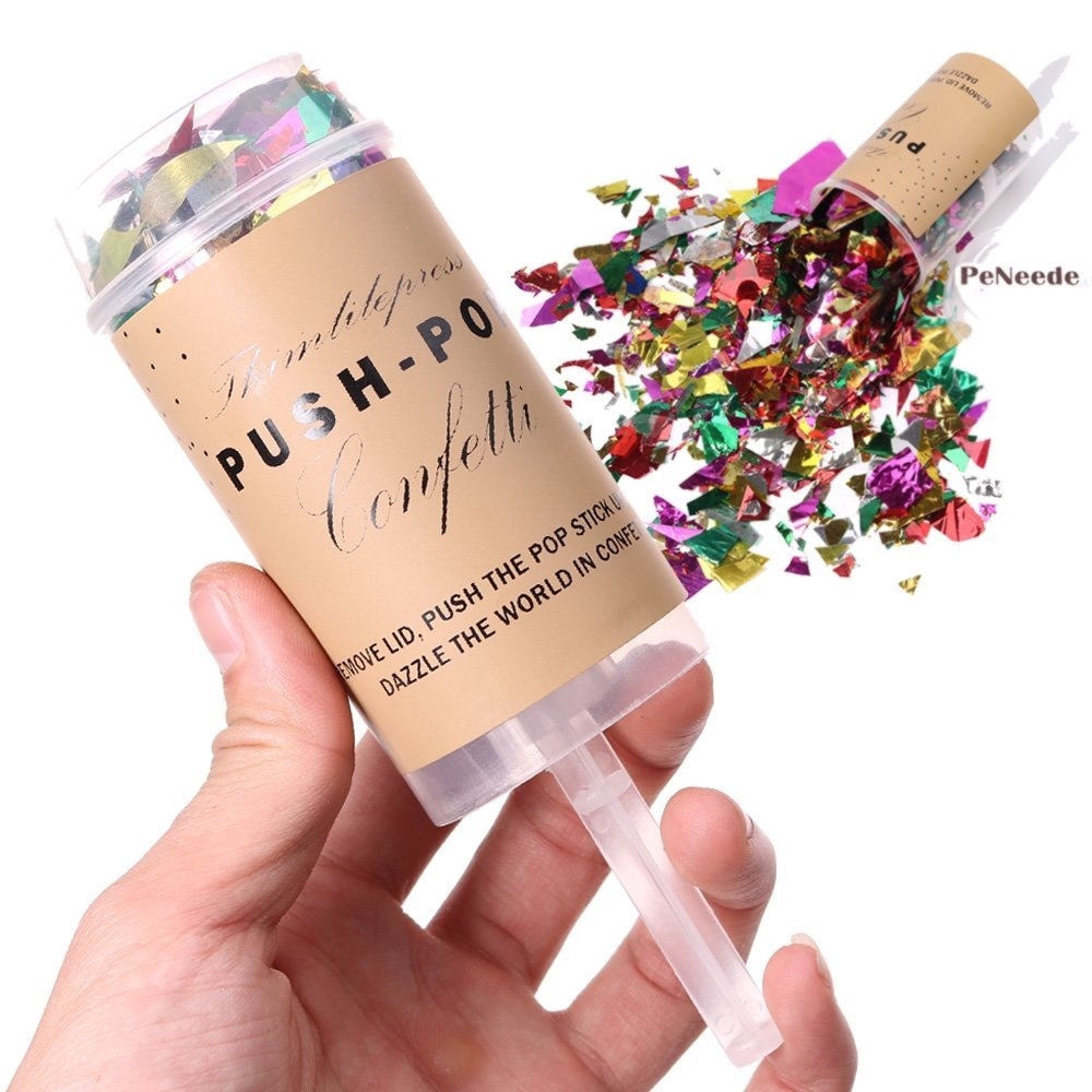 1pcs Mini Push Pop with Paper Confetti Metallic Kids Boys Gift for ...