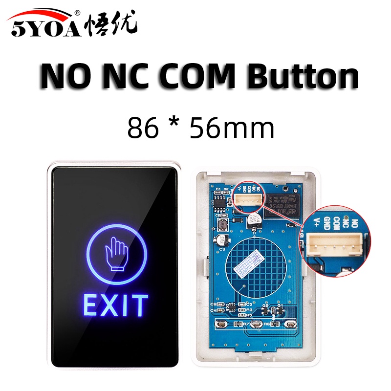 Door Exit Push Button Release Switch Opener NO COM NC LED light For Door Access Control System ...