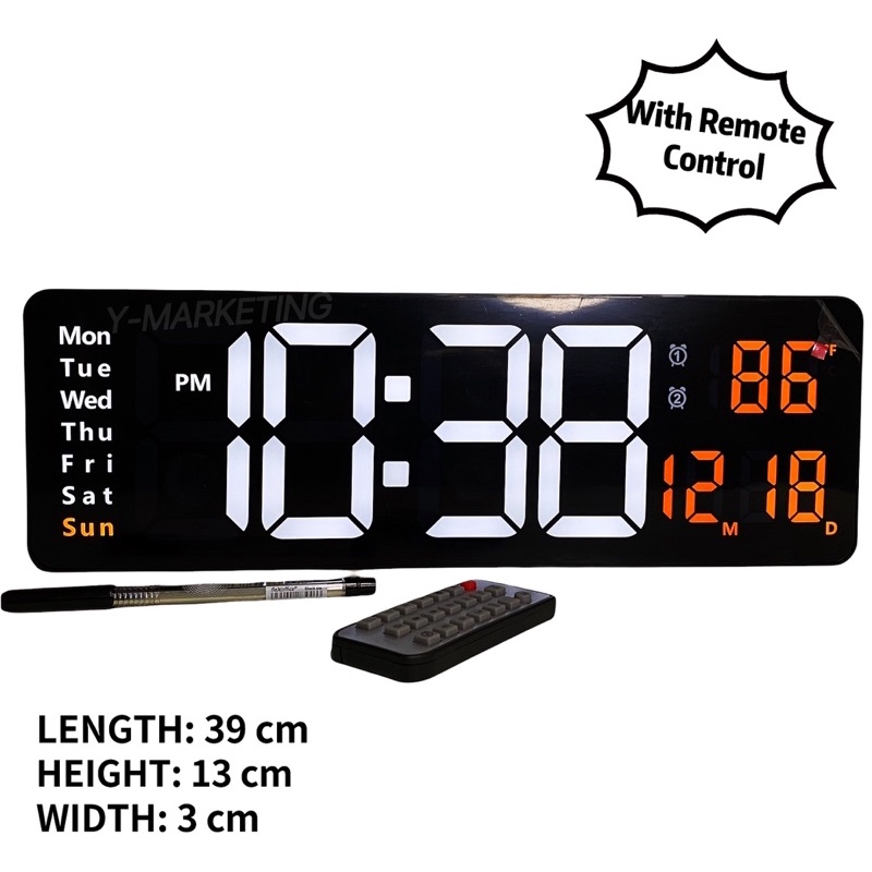 39CM LARGE Digital Remote Control with COUNTDOWN & TIMER Alarm Clock ...