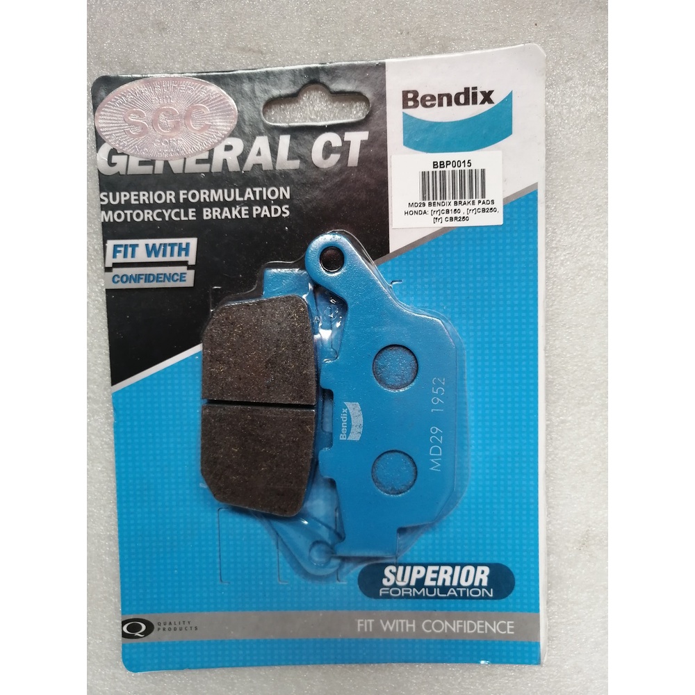 Bendix MD 29 Brake Pads for Honda CB400 1992(Nissin Caliper)CB150/250 ...