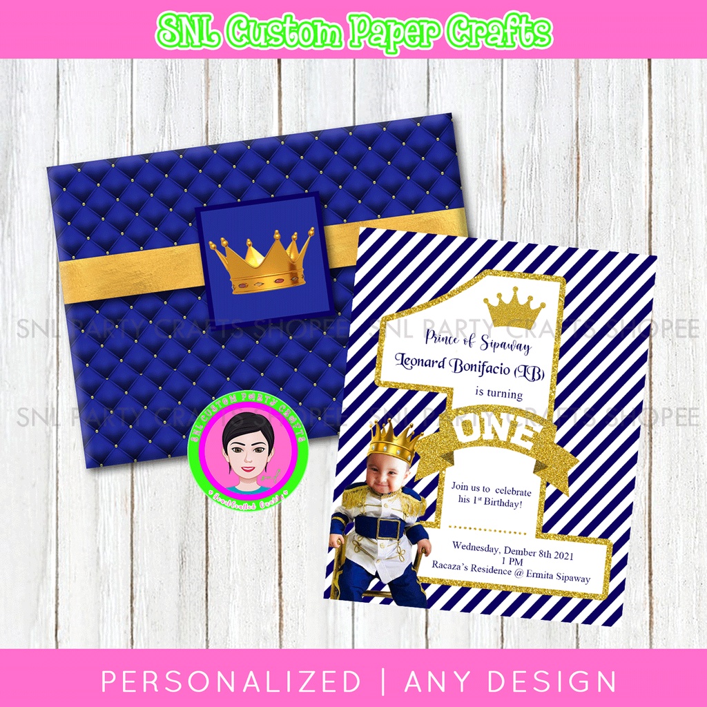 Royal Prince Invitation Birthday Christening Personalize Customized ...