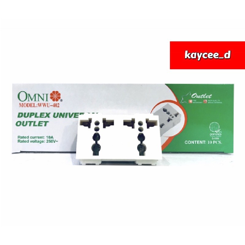 Omni Duplex Universal Outlet with Ground-- 10A- WWU-402 | Shopee ...