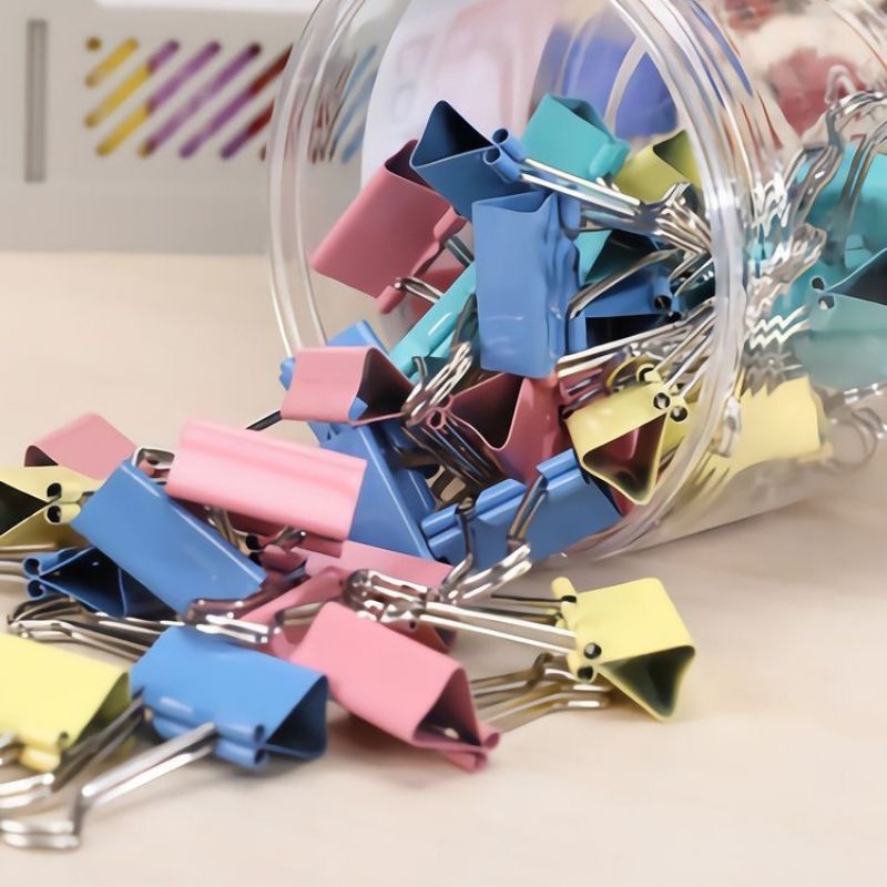 Binder clip / document paper clip pastel color 15mm paper clip | Shopee ...