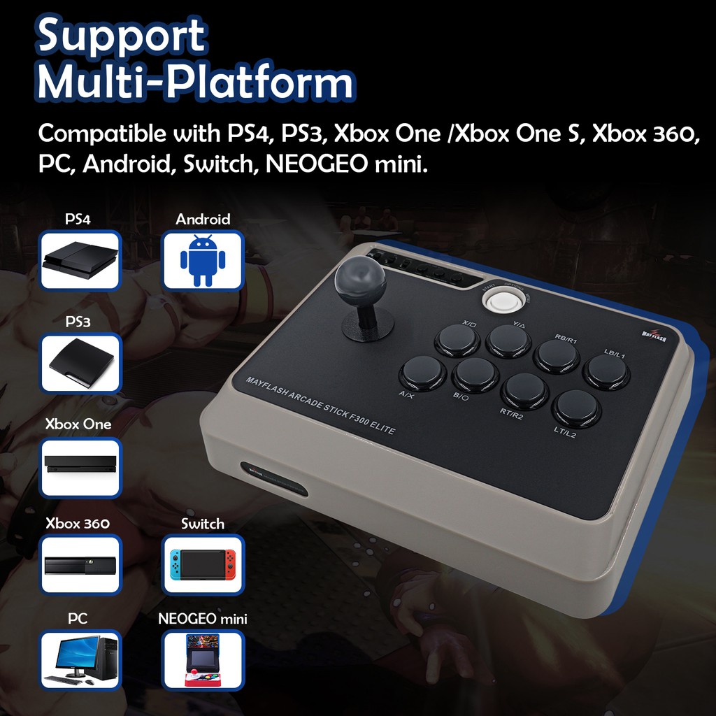 Mayflash F300 Elite Arcade Stick with Sanwa Button & Joystick for PS4 ...