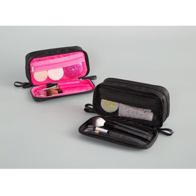 Quality Double Zip Travel Cosmetic Makeup Pouch | Shopee Philippines