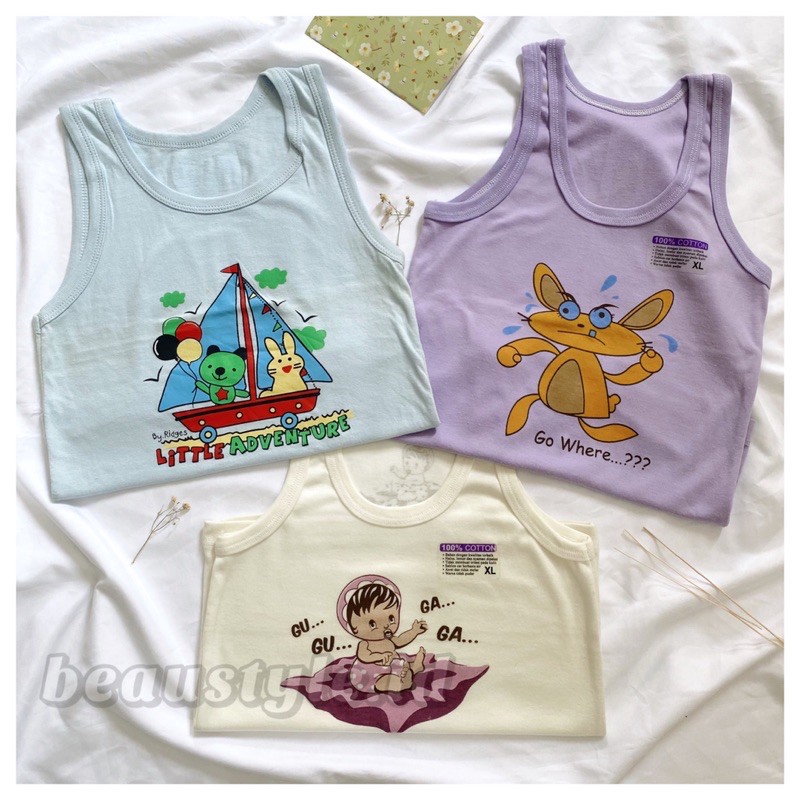 Children's Cute Character Singlet Top Made of 100% Cotton Ridges Very ...