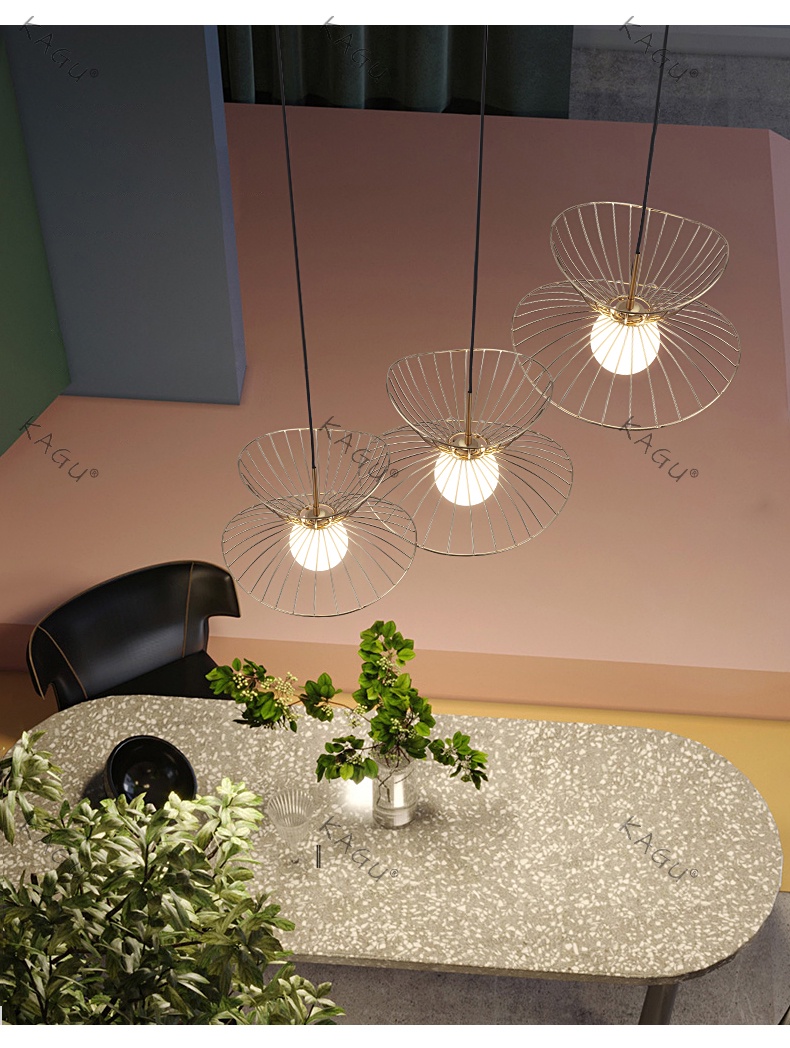 Kagu Nordic Minimalist Modern Restaurant Chandelier Straw Hat Aisle ...