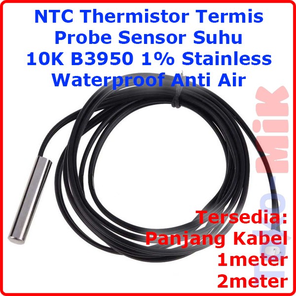 Ntc Thermistor Temperature Sensor 10K B3950 1% Stainless Waterproof ...