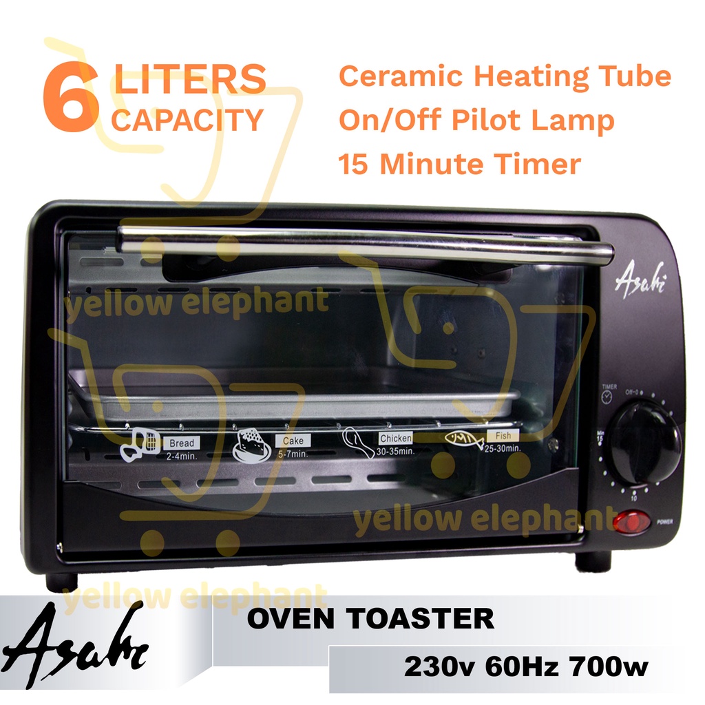 Asahi Oven Toaster 6 Liters Capacity 700w - Yellow elephant Everyday ...
