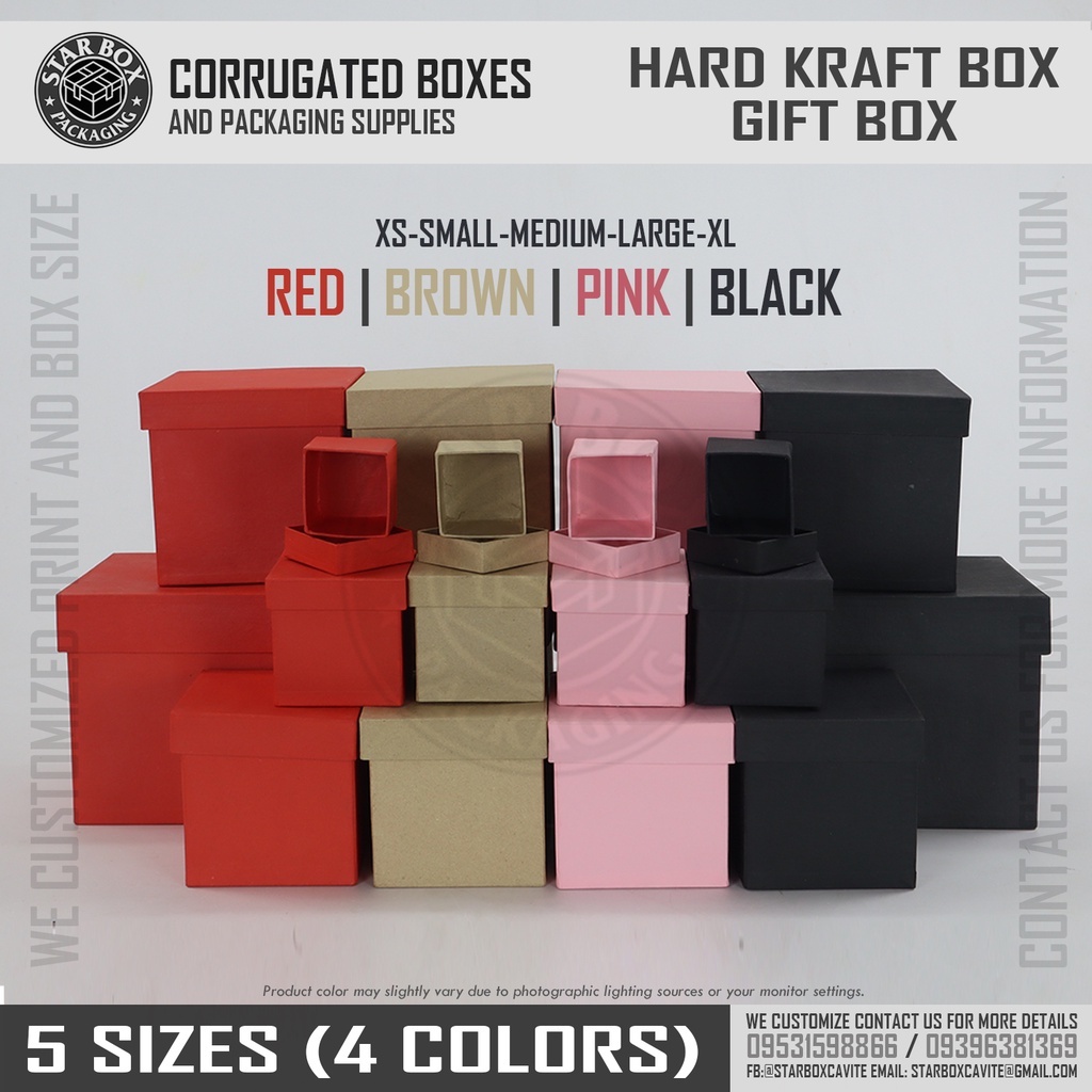 Hard Kraft Box (Gift Box / Stackable / 4 Colors / 5 Sizes / Packaging ...
