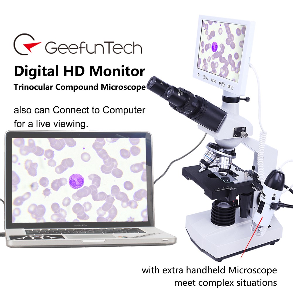 Professional Biological Microscope 40X-2500X LED Digital Trinocular ...